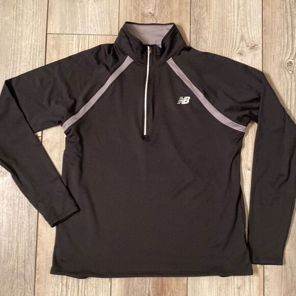 New Balance | Tops | Newbalance Mens Black Silver Dri Fit Half Zipsize ...